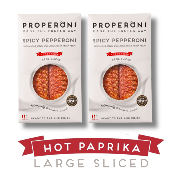 Properoni Hot Paparika Large Sliced Pepperoni 2 x 80g
