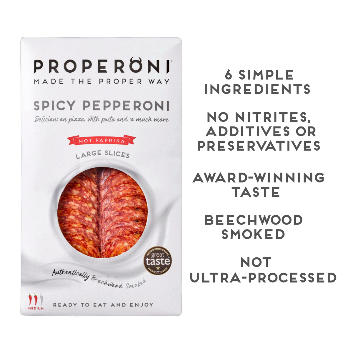 Properoni Classic & Hot Paprika Sliced Pepperoni Mixed Bundle 2 x 80g